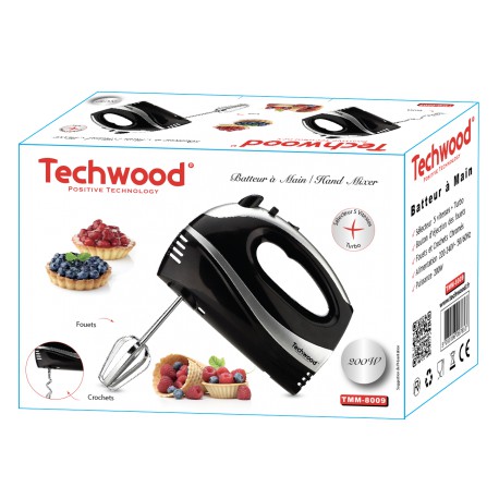 Batteur électrique 200W – 5 vitesses + Turbo & fouets chromés